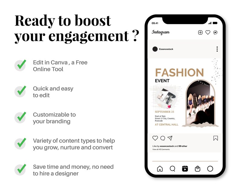 Instagram Post Template — Linen Style, Fashion Blogger Templates, IG ...