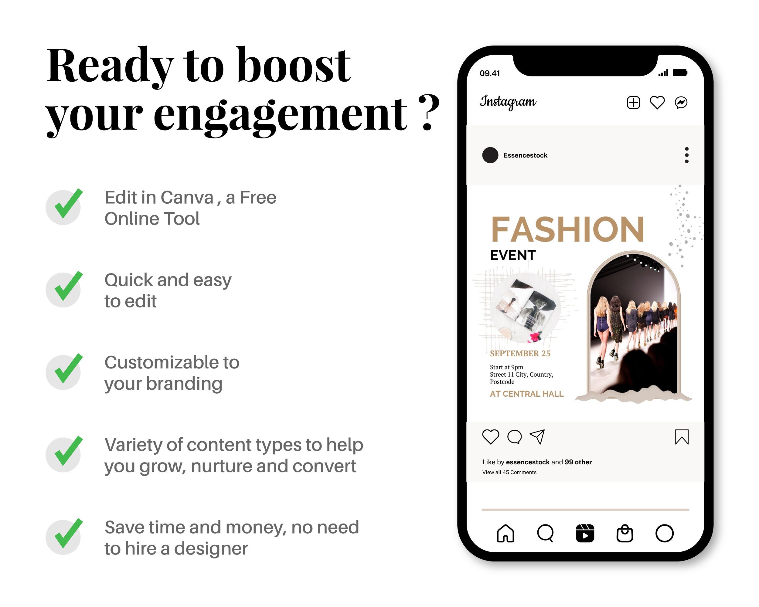 Instagram Post Template — Linen Style, Fashion Blogger Templates, IG ...