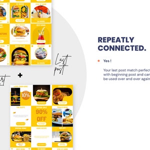 Instagram Template Editable With Canva — Yummy Food, Puzzle Template ...