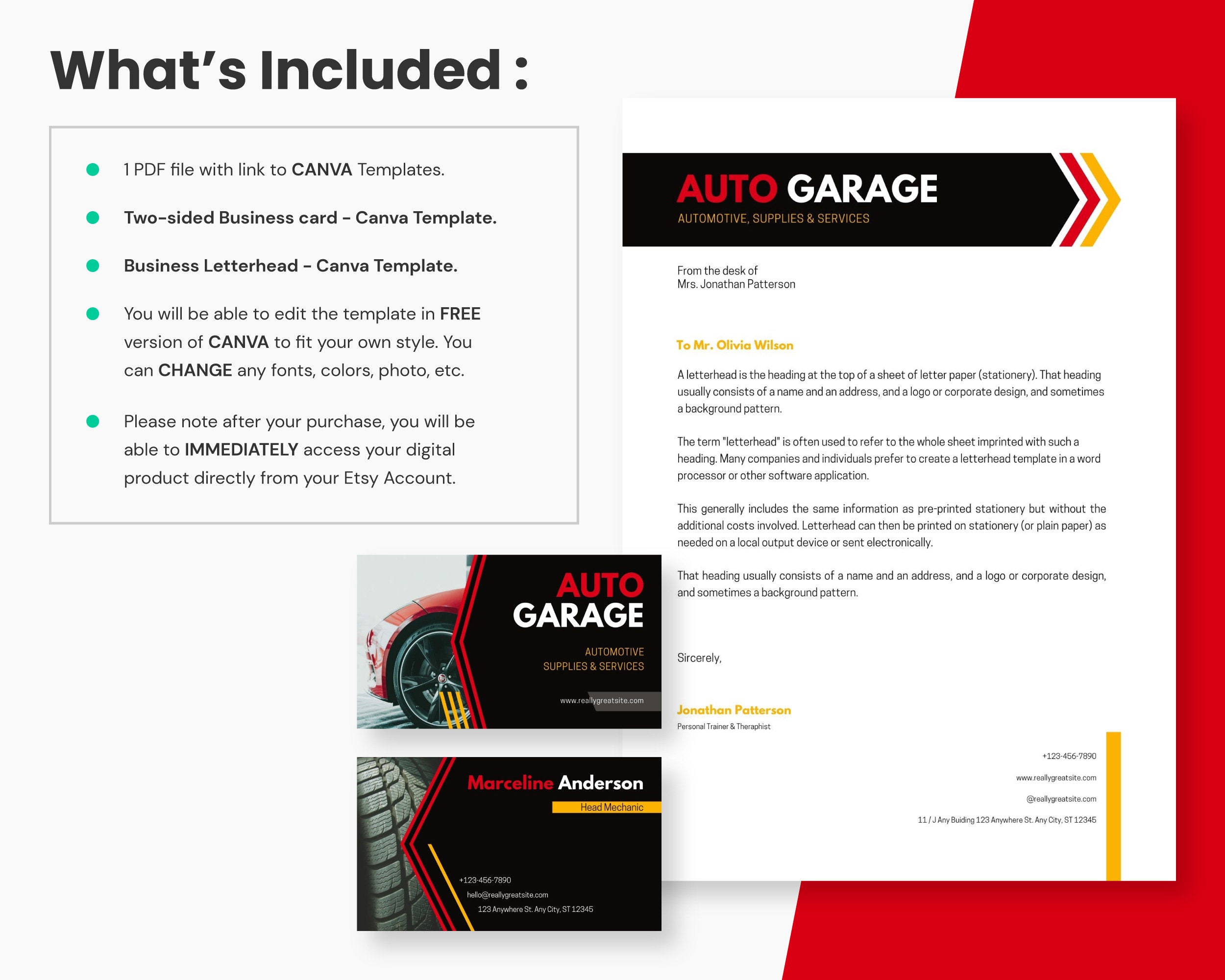 Business Card & Letterhead Template for Automotive, Car, Modern ...