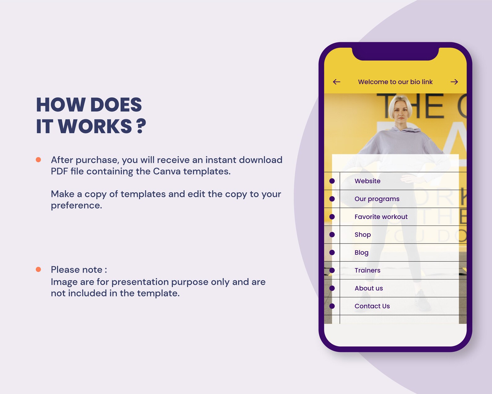 Bio Link Template — Workout, Canva Instagram Bio Link for Personal ...