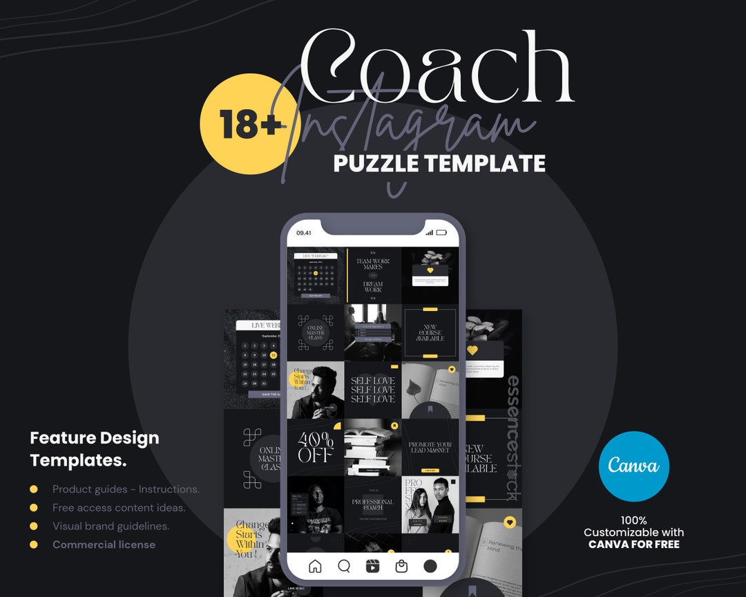 Coach Instagram Puzzle Template, Personal Branding Engagement Pack ...