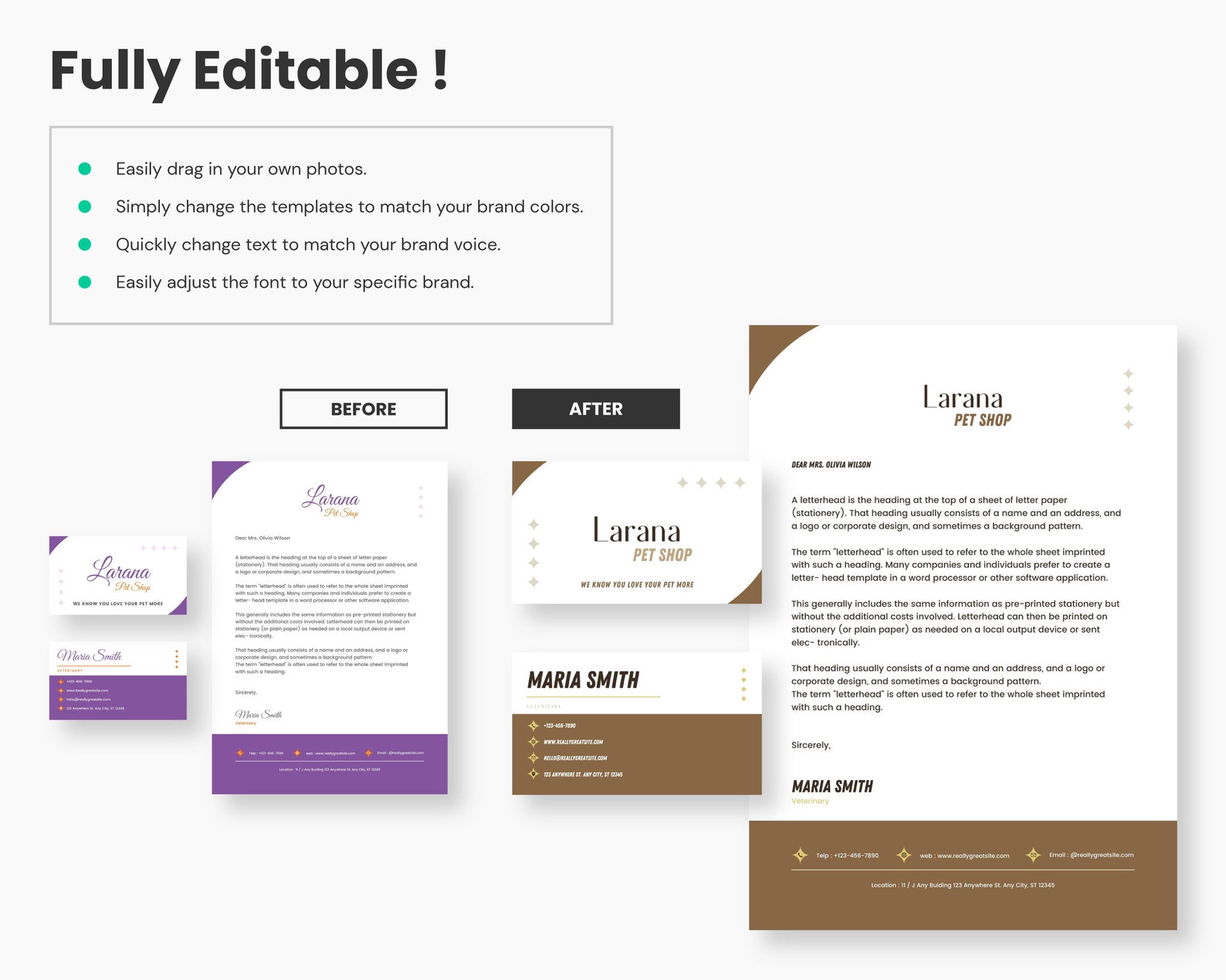 Business Card & Letterhead Template for Pet Shop Business, Modern Card ...