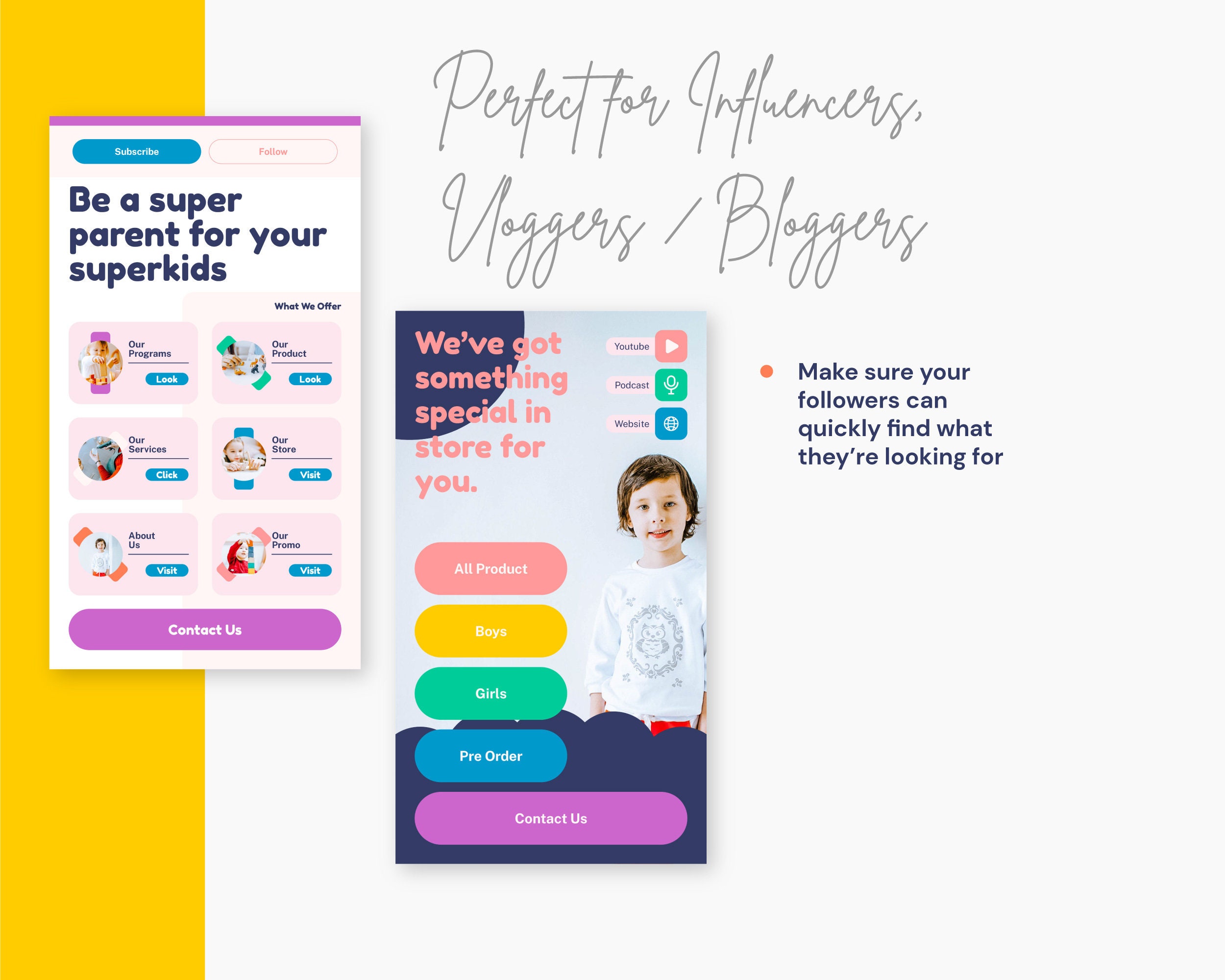 Link in Bio Template — Kidszone, Kids Canva Bio Link, Colorful ...