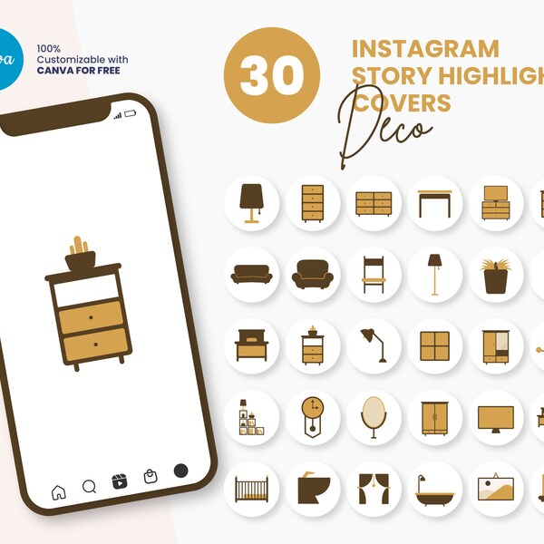 Interior Design Instagram Icons Canva - Etsy