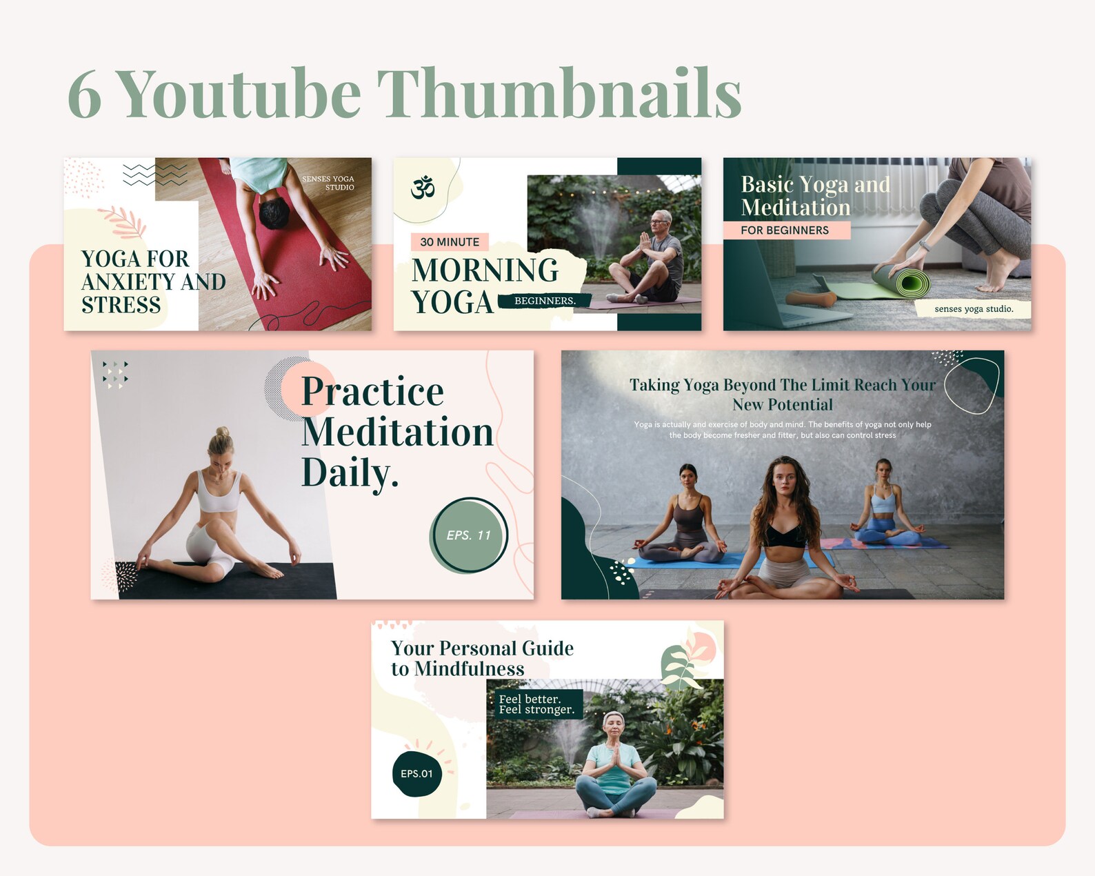 Youtube Branding Kit for Health and Wellness, Editable Banners, Intros ...