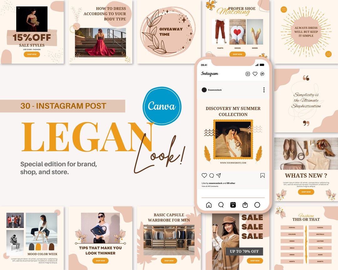 Fashion Instagram Post Template for Canva, Minimalist Instagram ...