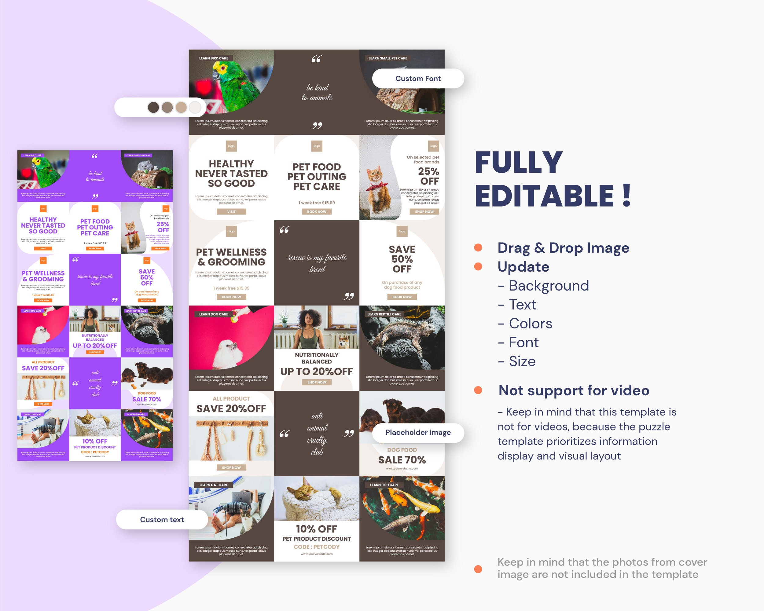 Pet Instagram Template — Pet Shop, Instagram Puzzle Template for Dog ...