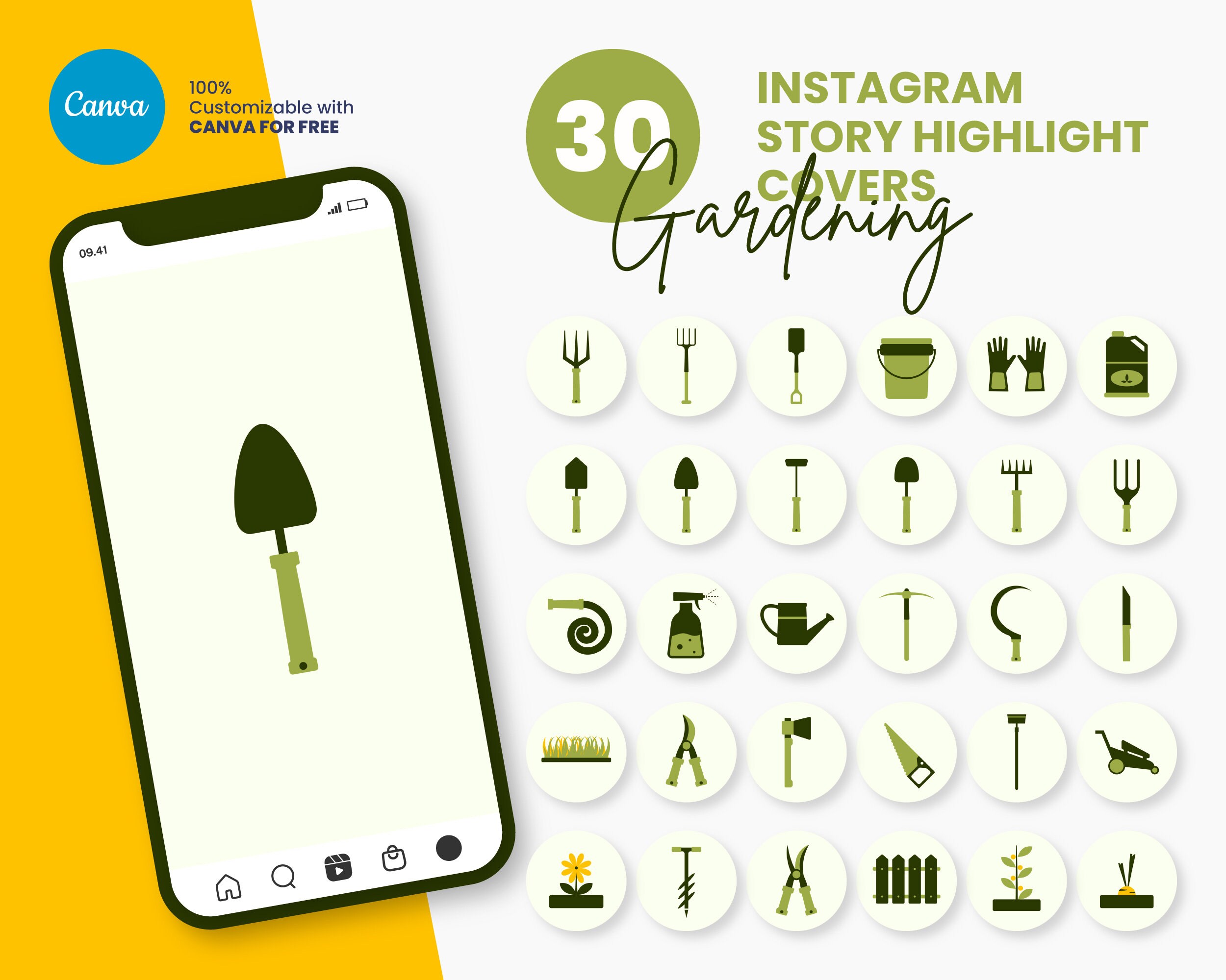 Instagram Highlight Covers for Garden Decor, Canva Instagram Story ...