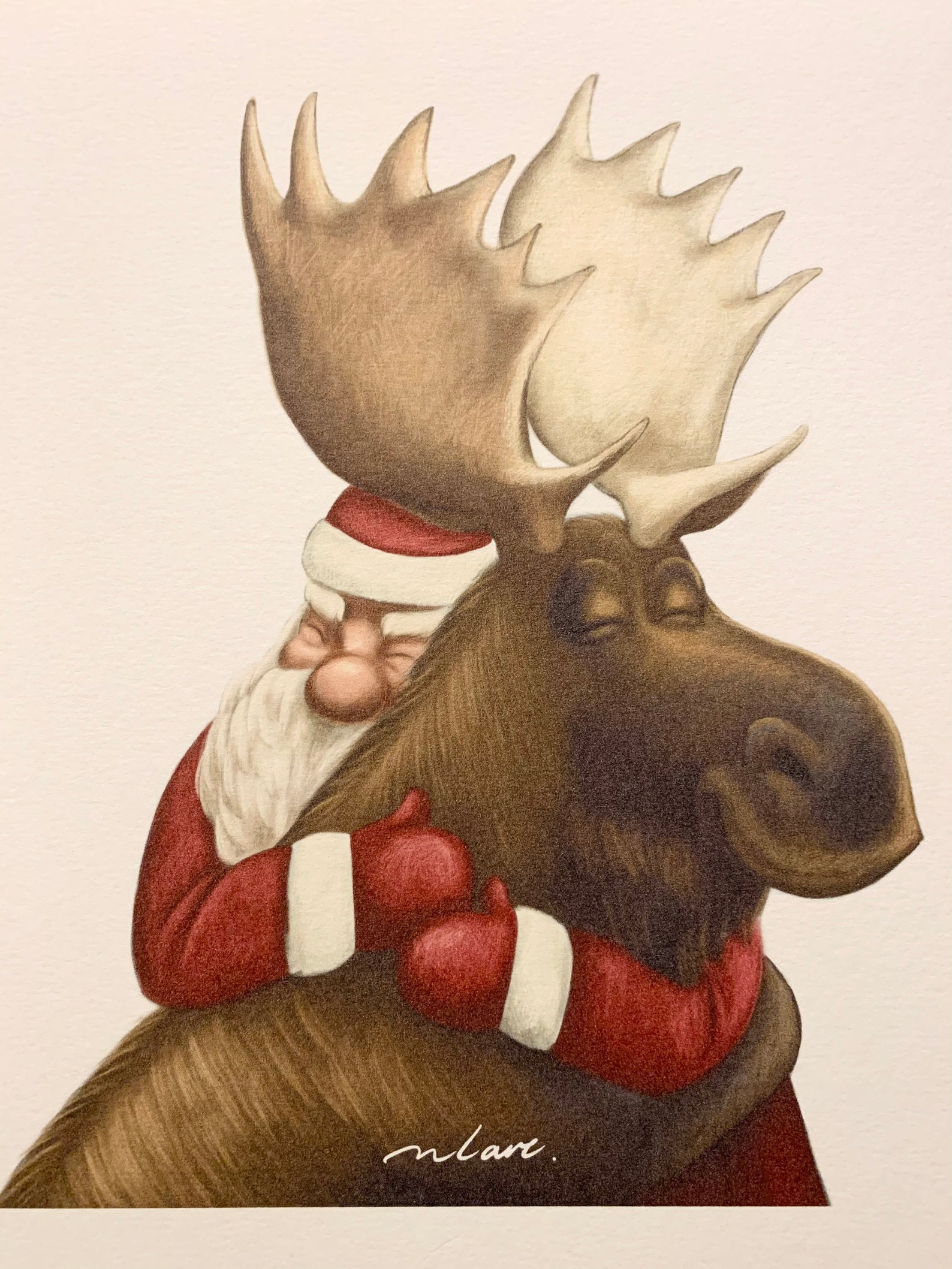 Moose Santa Greeting Card-moose and Santa-besties Greeting Card ...