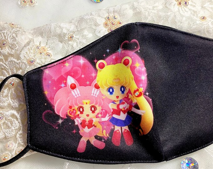 Sailor Moon & Sailor Chibi Moon Adult Face Mask Chibiusa Usagi Tsukino ...