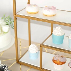 18X22X6 Gold Metal 4-tier Dessert Cupcake Stand, Wall Hanging Shelf ...