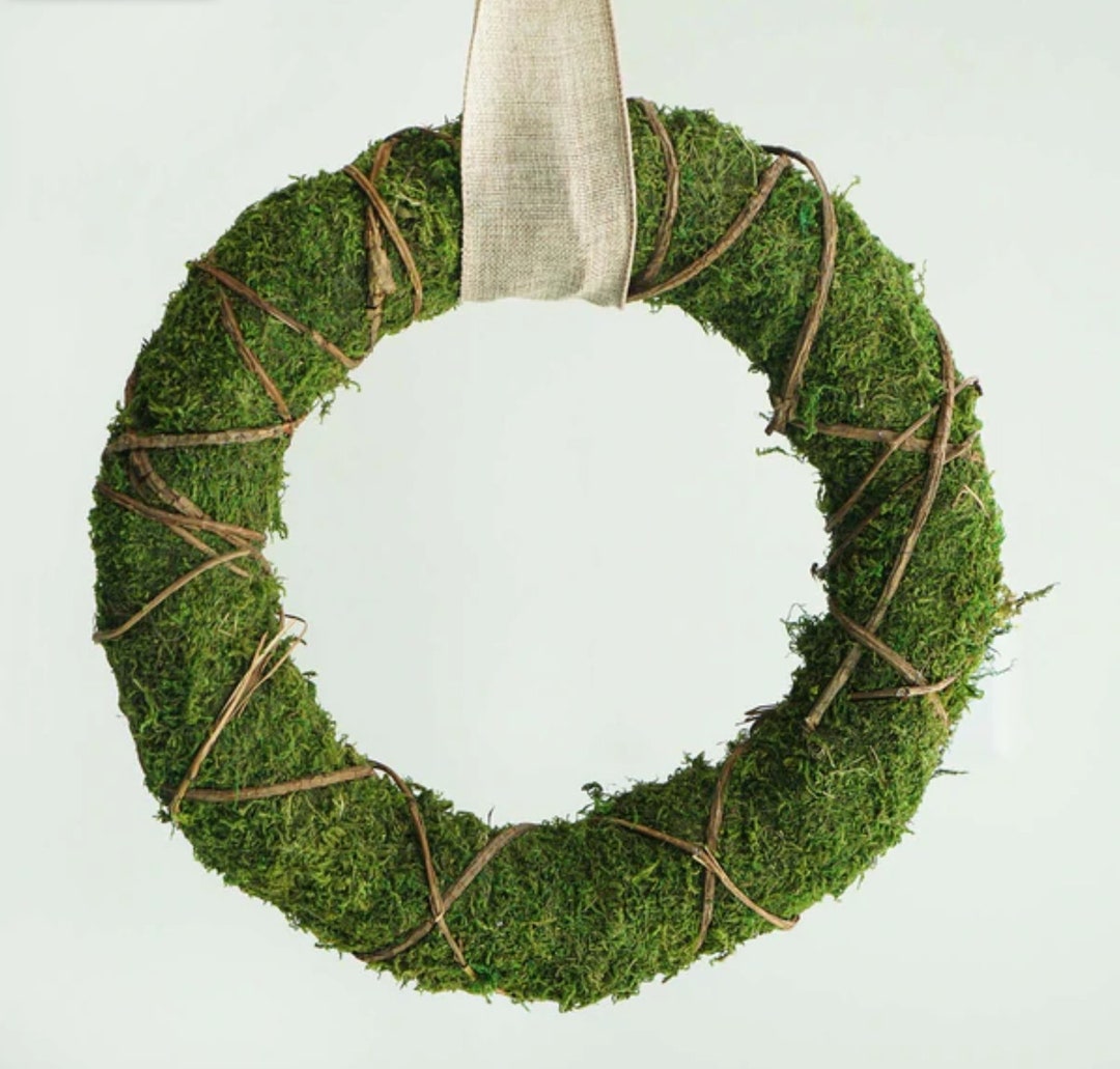 14 Green Preserved Moss Wreaths With Natural Twig Wraps Pack of 2 - Etsy