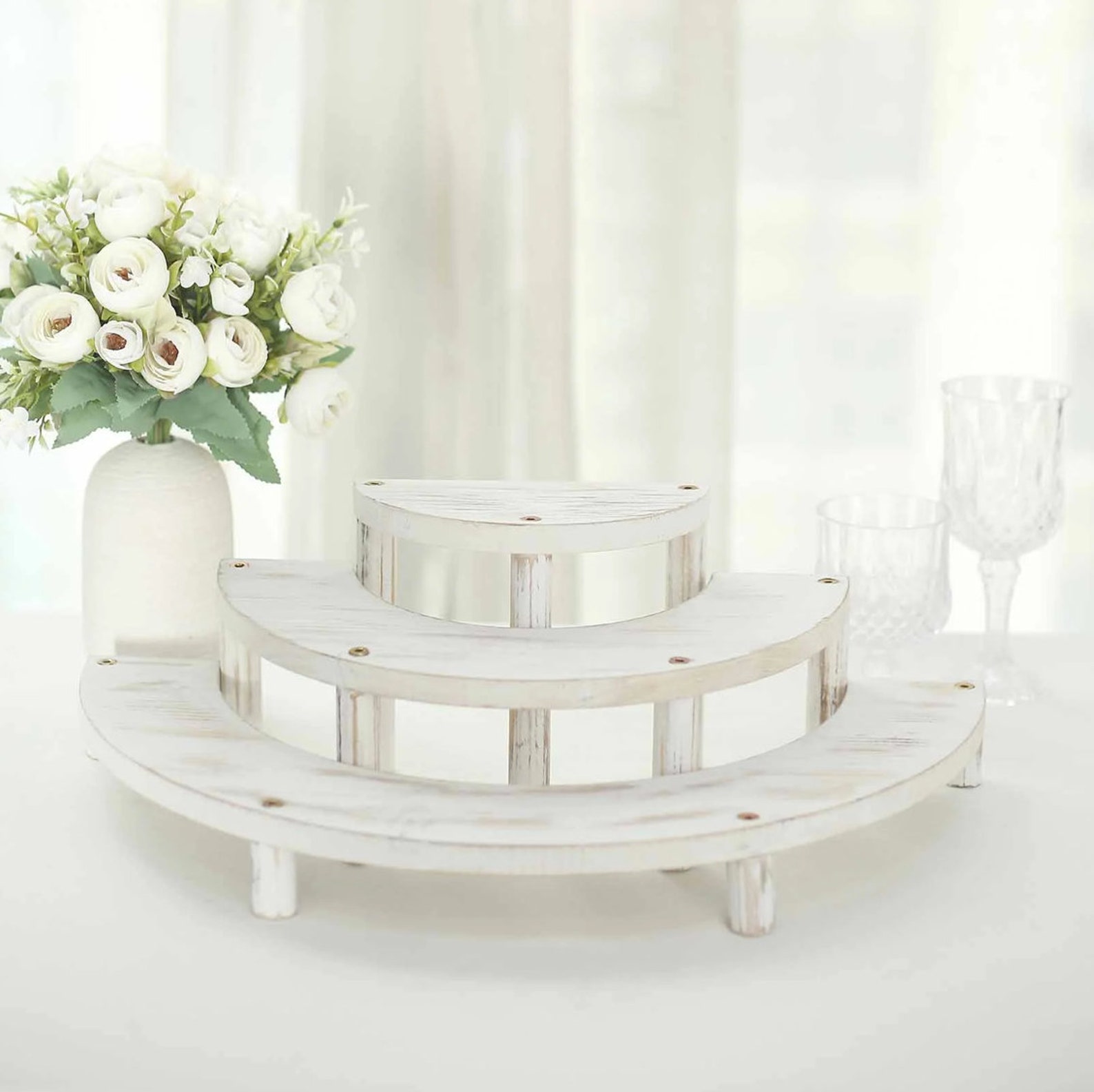 Party Event Arrangement Set of 3 Rustic Whitewashed Wood - Etsy
