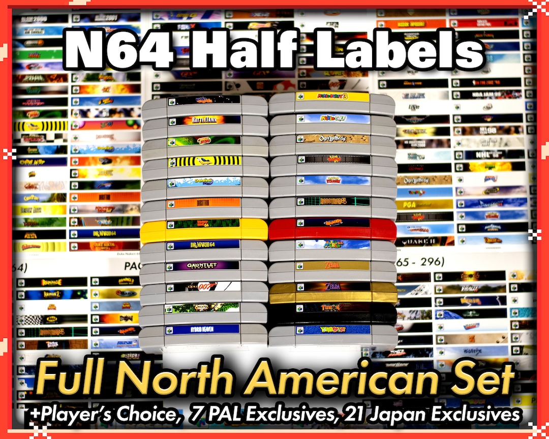 N64 "half Width" End Labels - Entire US Library + Variants + Player's ...