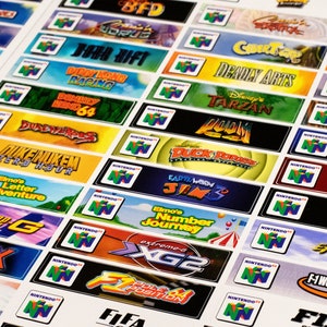 N64 Cartridge Top End Labels DELUXE SET - Entire US Library + Variants ...