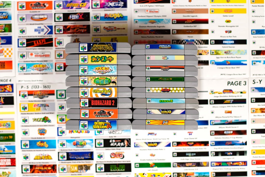 Japanese N64 Cartridge Top End Labels - All 198 Japanese Labels + 24 ...