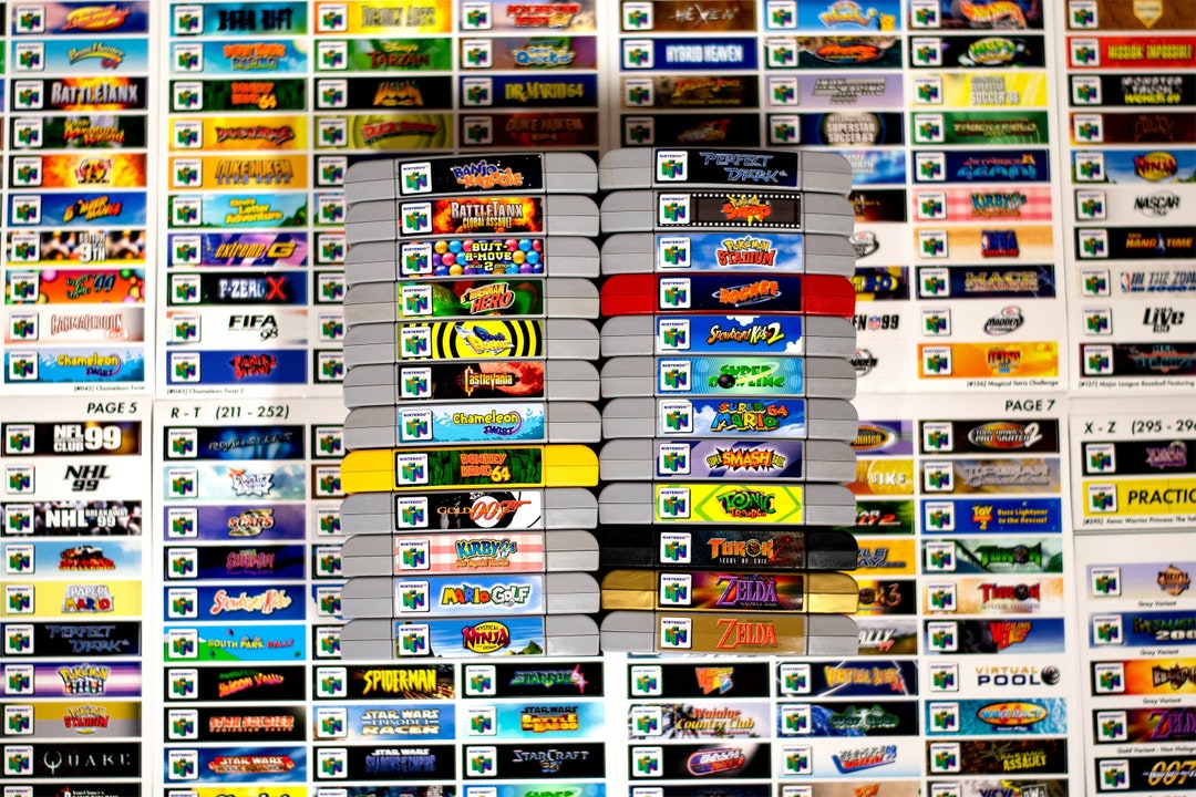 N64 Cartridge Top End Labels DELUXE SET - Entire US Library + Variants ...