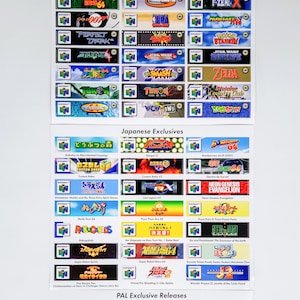 N64 Cartridge Top End Labels DELUXE SET - Entire US Library + Variants ...
