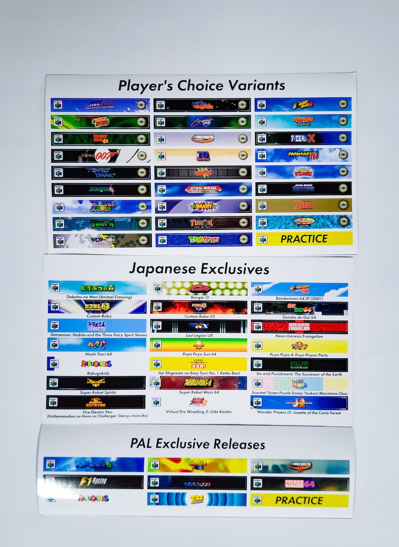 N64 half Width End Labels Entire US Library - Etsy