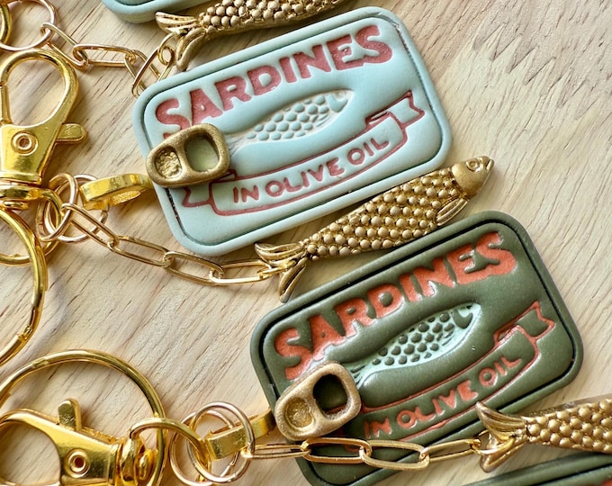 Gold Sardine Bag Charm | Sardine Keychain | Coastal | Purse Accessories ...