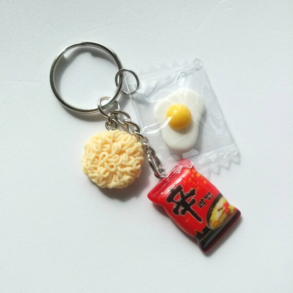 Ramenegg korean 辛shin Ramen Noodles and Fried Egg Keychain | Etsy