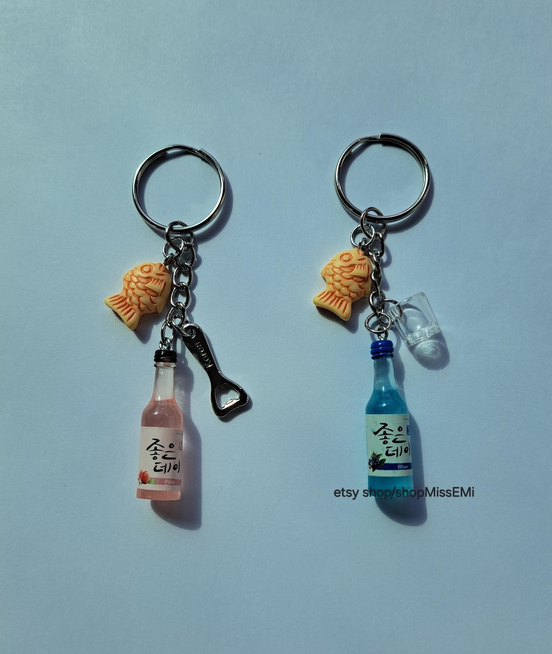 Jinro+ Korean Street Food~ Bungeo-ppang Fish-shaped Bun+ Blue/pink Soju ...