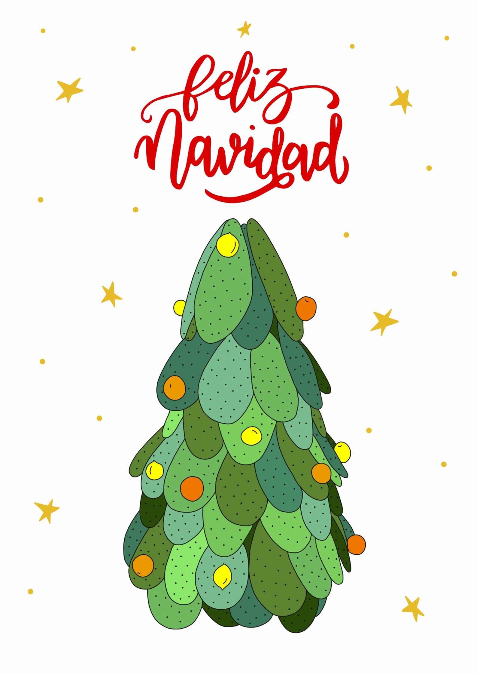 Christmas Card Feliz Navidad / Nopal Tree - Etsy