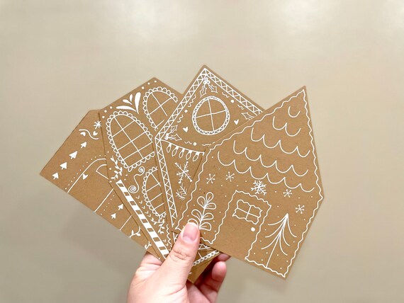 Holiday Card Pack Gingerbread Houses - Etsy