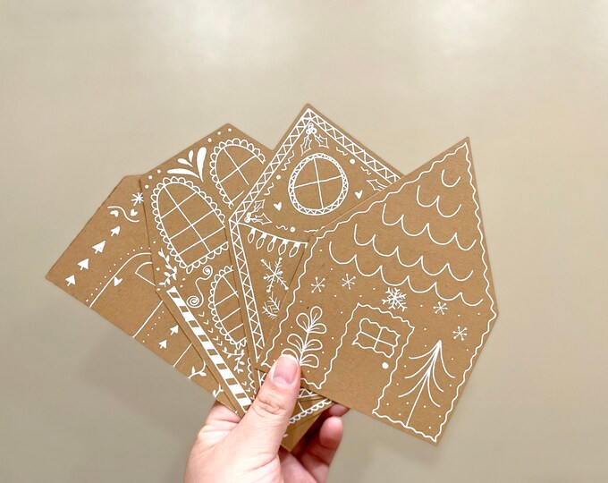 Holiday Card Pack Gingerbread Houses - Etsy