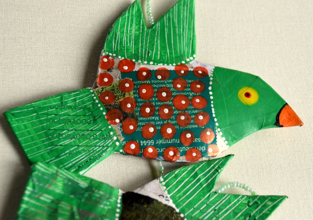 Garland of 5 Green Newspaper Hummingbird Birds - Etsy