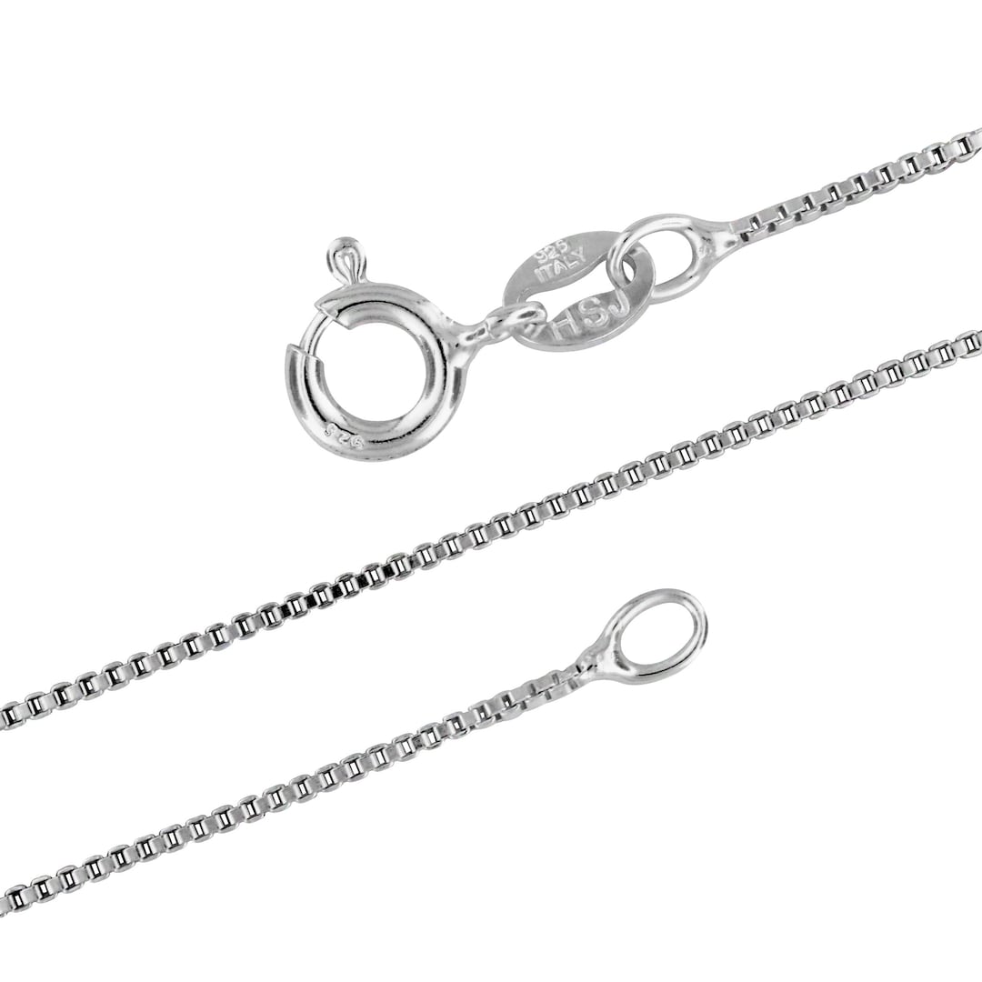 Sterling Silver 1mm Box Chain Necklace Bracelet Anklet Solid Italian ...
