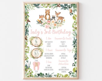 Woodland Birthday Poster - Etsy