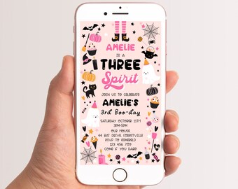 Three Spirit Halloween 3rd Birthday Party Invitation Cute - Etsy