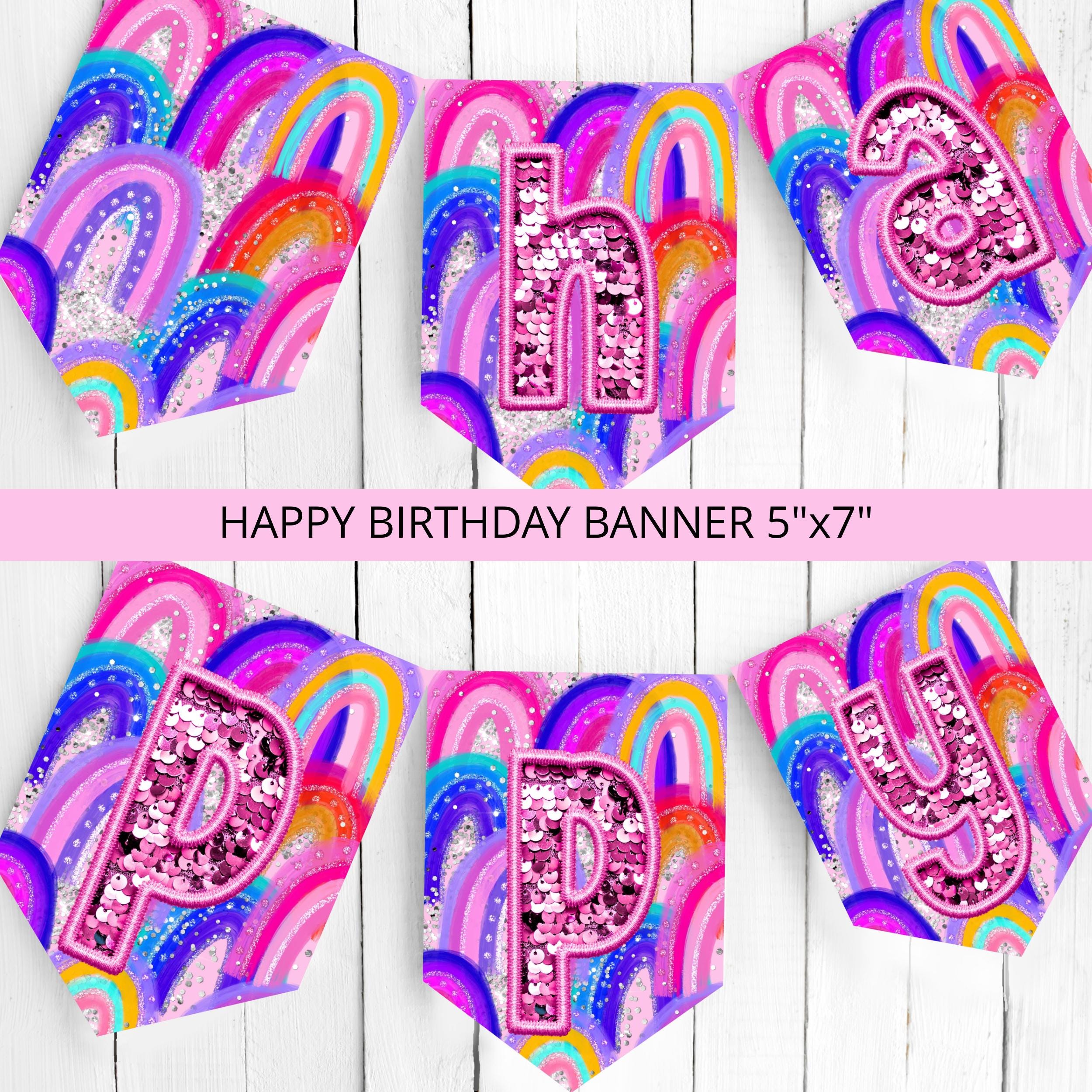 5th Birthday Printable Bundle, 5th Rainbow Sequin Birthday Package, 5th ...