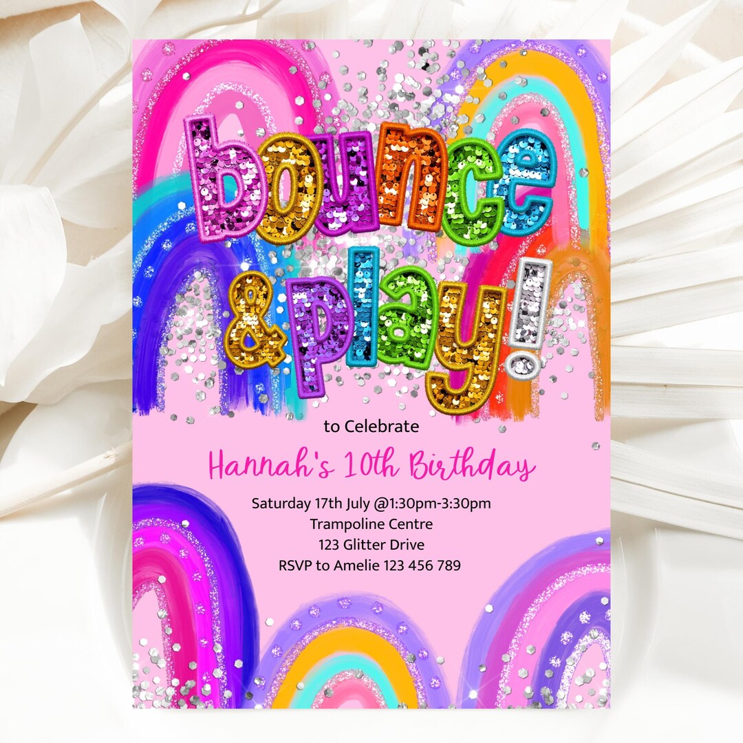 Bounce and Play Birthday Invitation, Trampoline Birthday Party, Jump ...