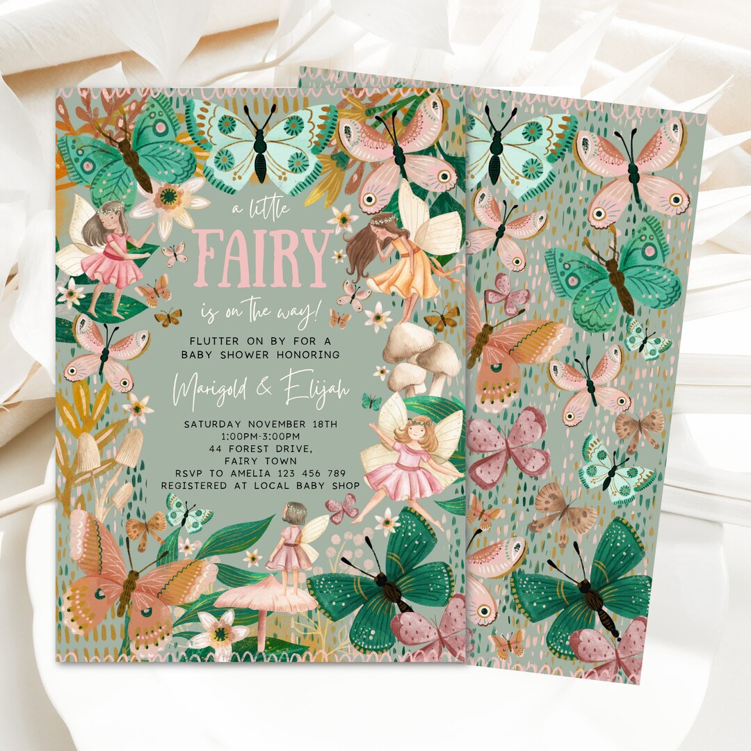 Editable Fairy Baby Shower Invitation, Little Fairy on the Way ...