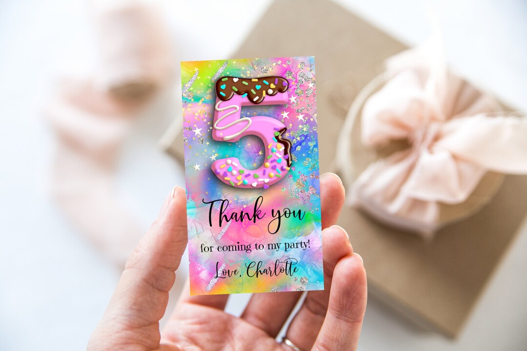 5th Birthday Printable Favor Tag, Rainbow Glitter, Editable Tag, Candy ...