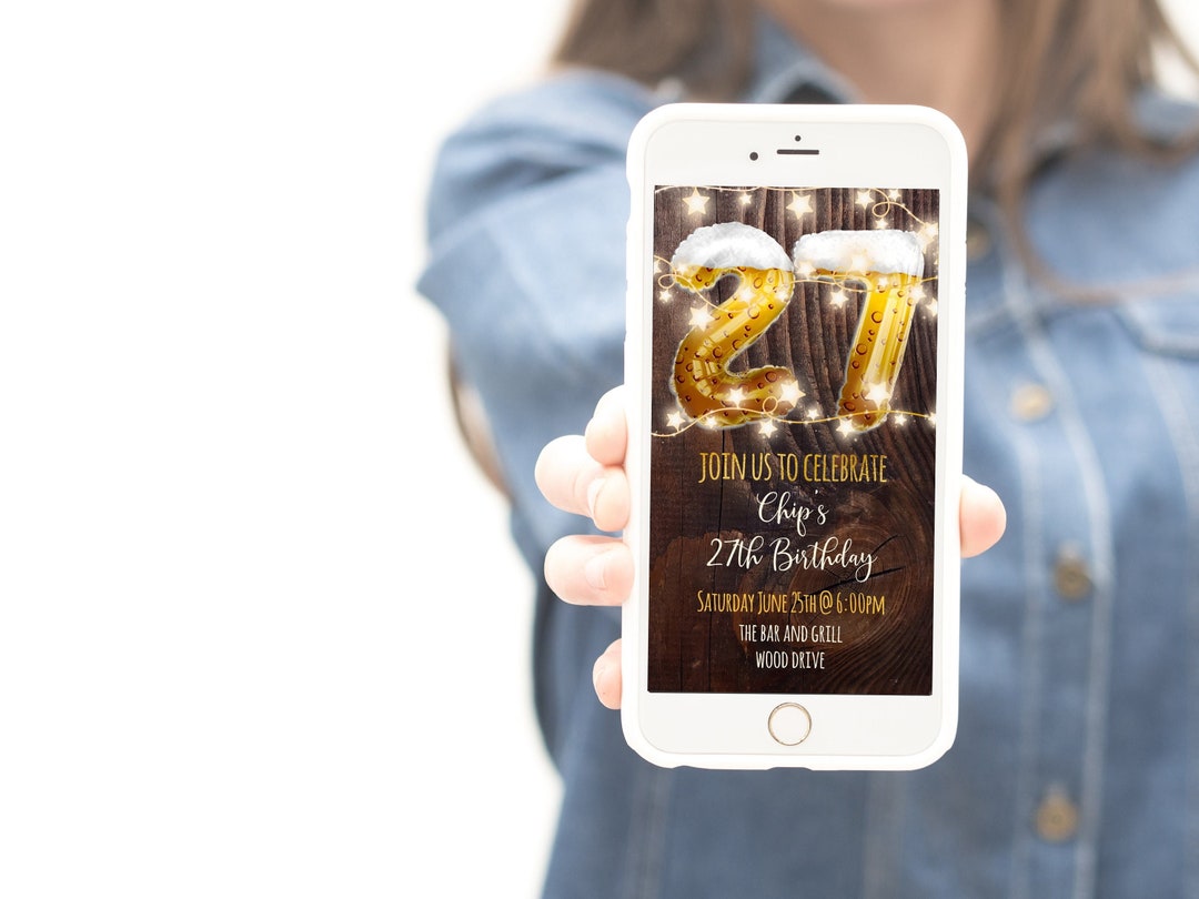 27th Birthday Beer Invitation Mens Birthday Evite Electronic Invitation ...