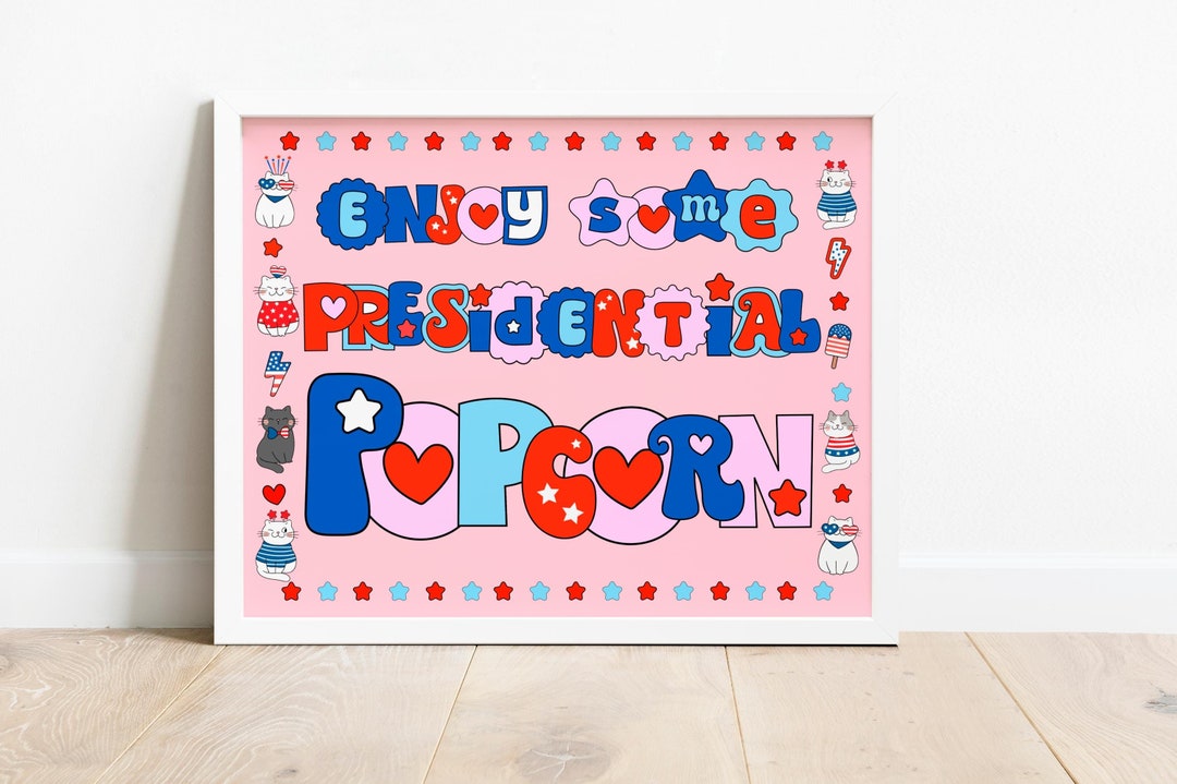 Food Sign, Popcorn Party Sign, Election Party, Cat Lady Election Watch ...