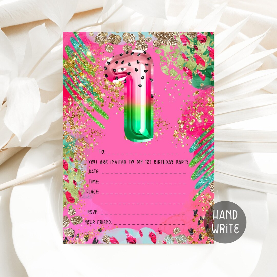 Fill-in 1st Birthday Invitation Watermelon Birthday Blank - Etsy
