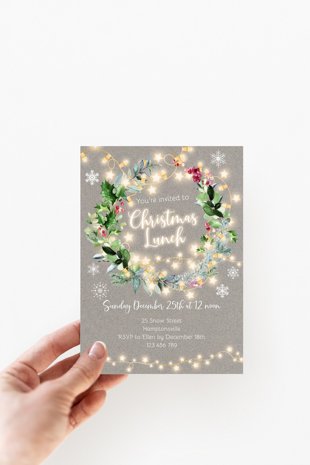 Editable Printable Christmas LUNCH Invite Christmas Wreath Party Invite ...