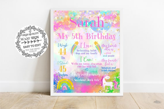 16x20 Editable Milestone Poster Sign Any Age Birthday Party | Etsy