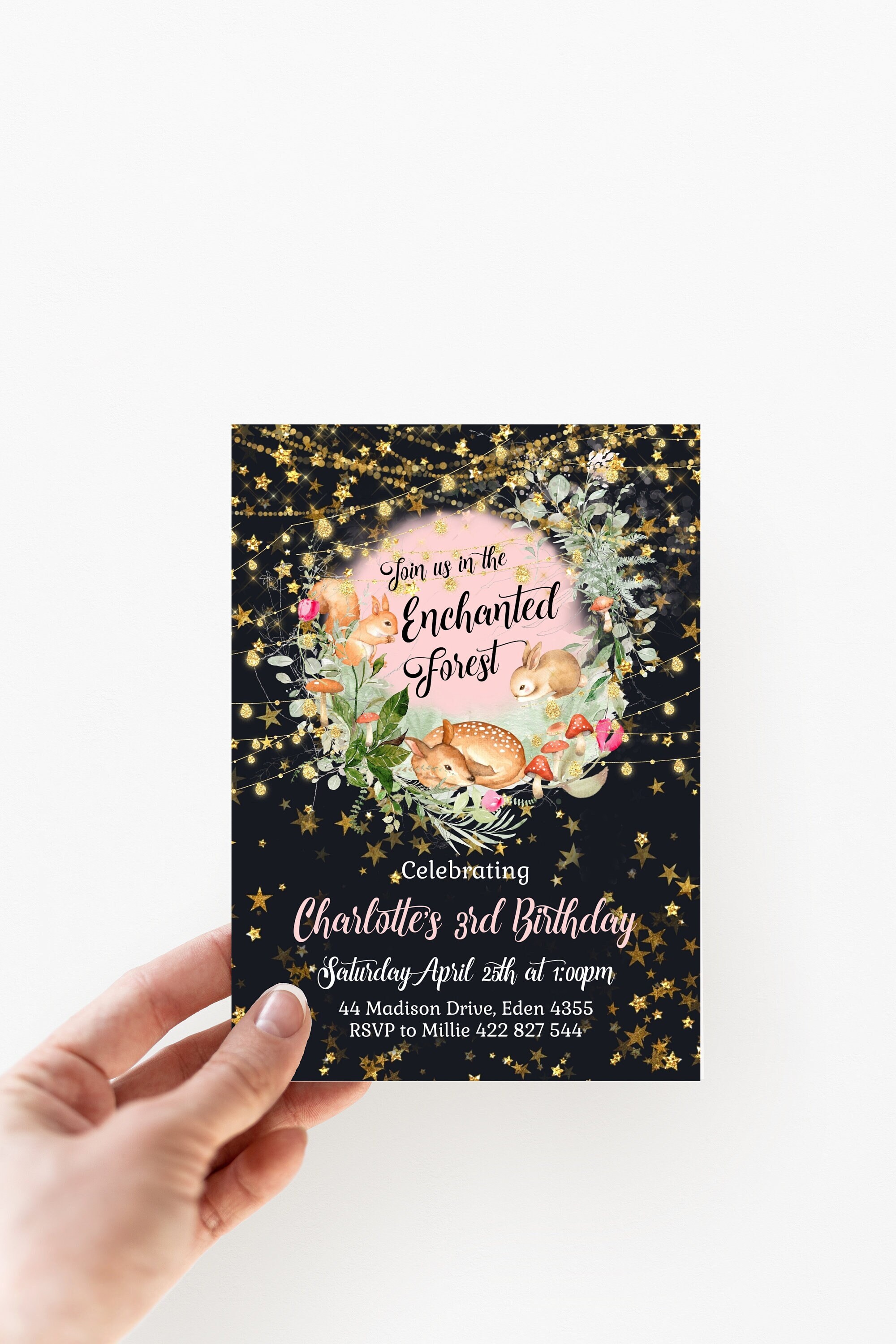 Editable Enchanted Forest Woodland Any Age Birthday Invitation - Etsy