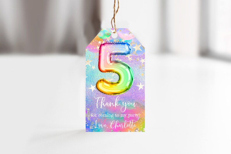 5th Birthday Printable Favor Tag Stars Rainbow Birthday Party | Etsy
