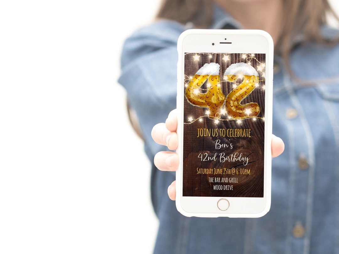 42nd Birthday Beer Invitation Mens Birthday Evite Electronic Invite ...