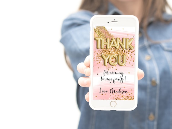 Digital Thank You Card Thank You Card Electronic Gold Blush - Etsy