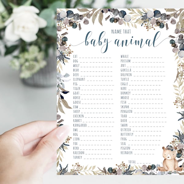 Name That Animal Baby Shower Game - Etsy