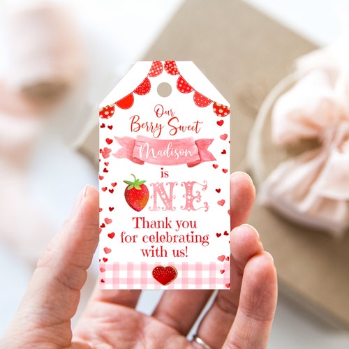 Strawberry Stickers Berry Birthday Thank You Stickers - Etsy