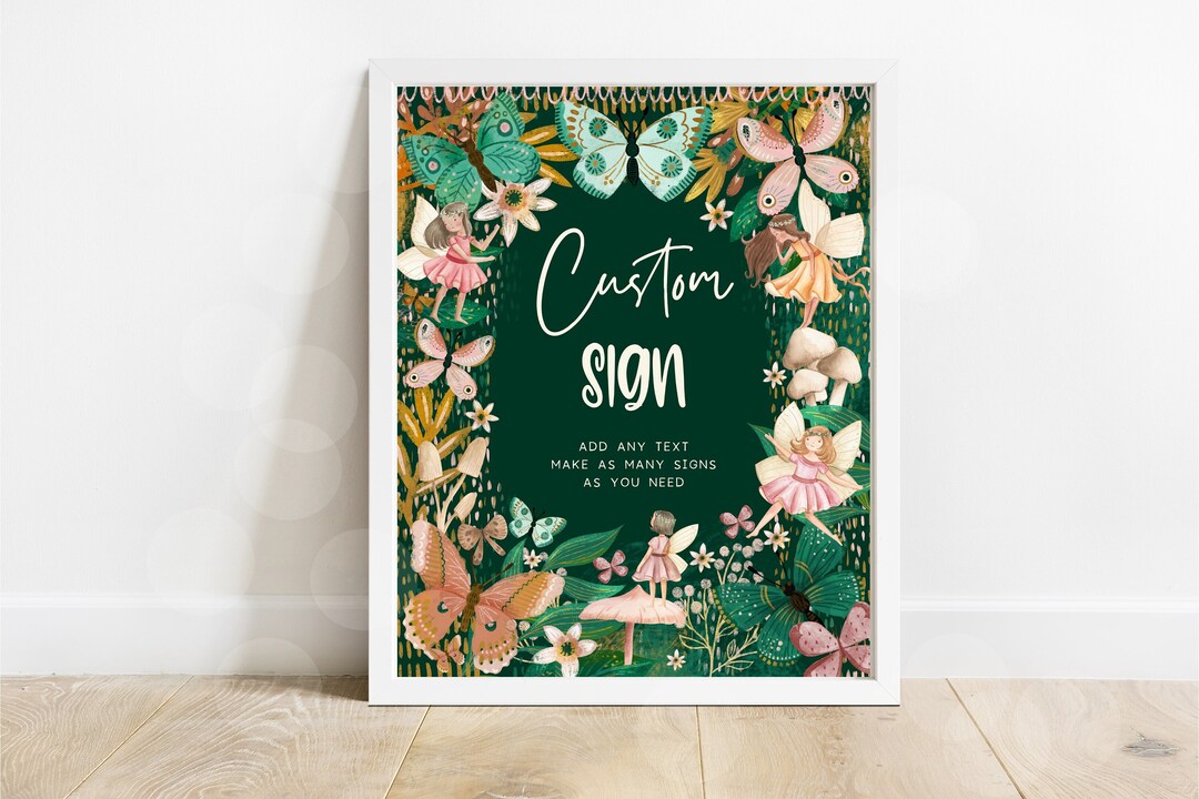 Fairy Birthday Custom Sign, 8x10 Fairy Party Sign, Enchanted Forest ...